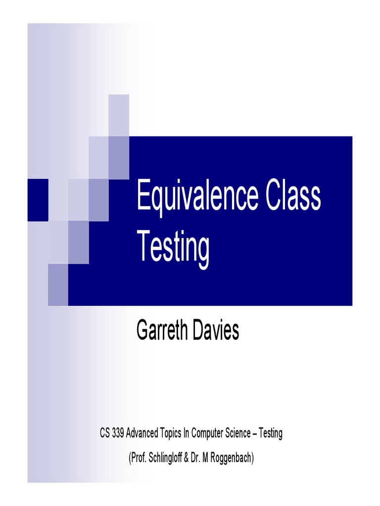 Davies Equivalence Class Testing | PDF | Software Testing | Function ...