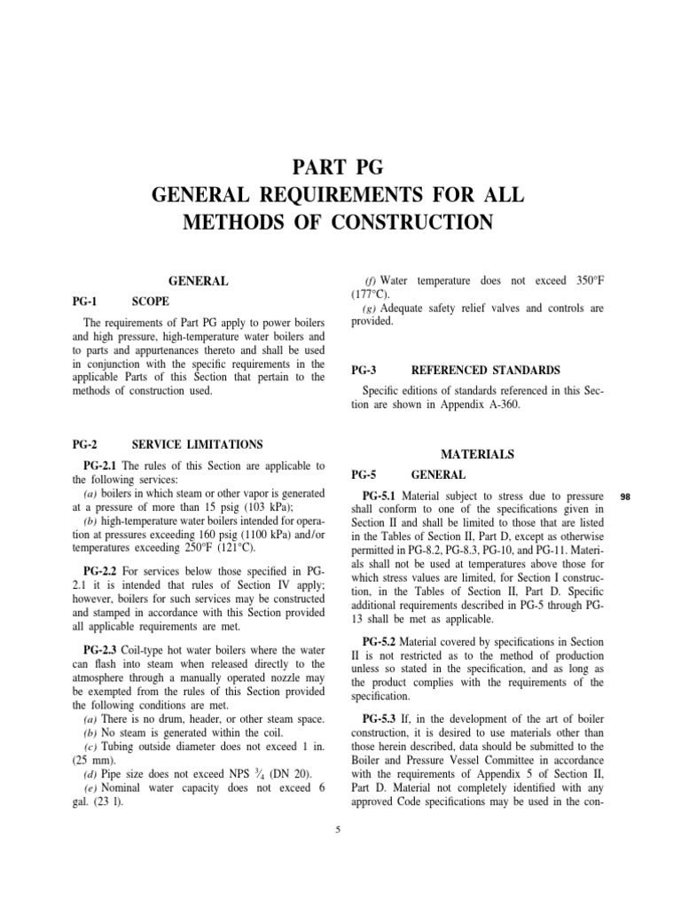 Part PG General Requirements For All Methods of Construction | PDF ...