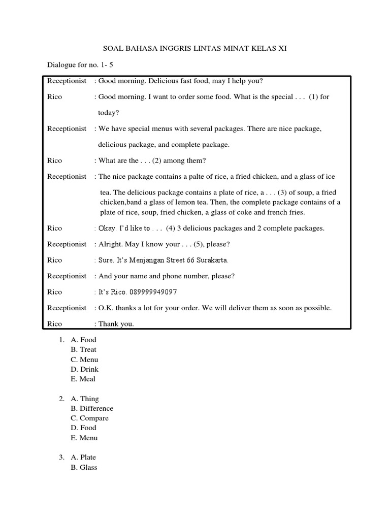 Soal Bahasa Inggris Lintas Minat Kelas Xi Final | PDF | Supermarket ...