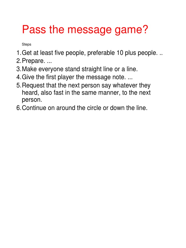 Pass The Message Game | PDF