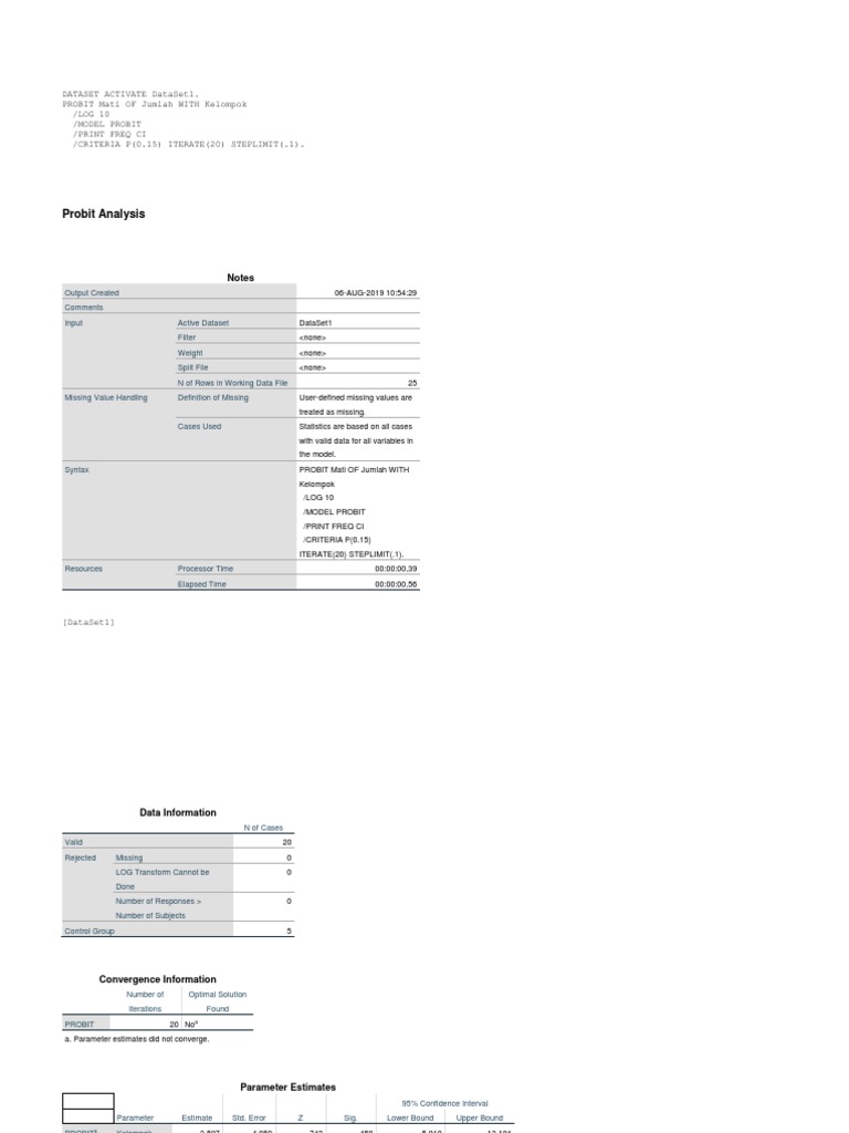 Probit Analysis | PDF | Confidence Interval | Errors And Residuals