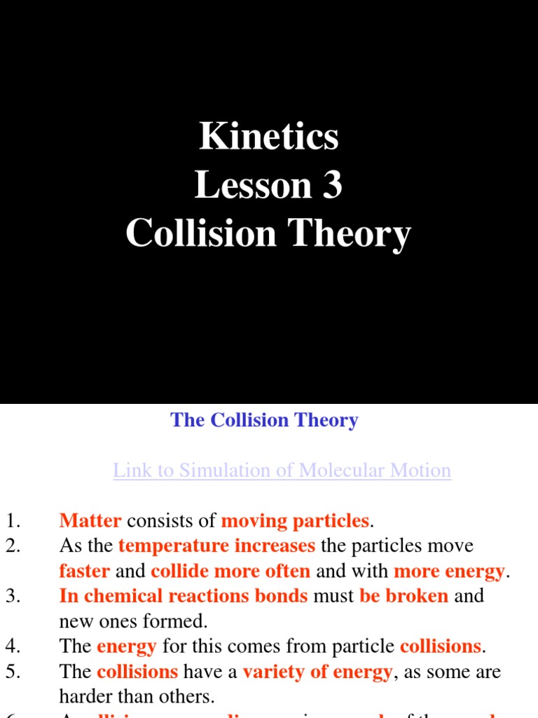 Kinetics Lesson 3 Collision Theory | PDF | Reaction Rate | Activation ...