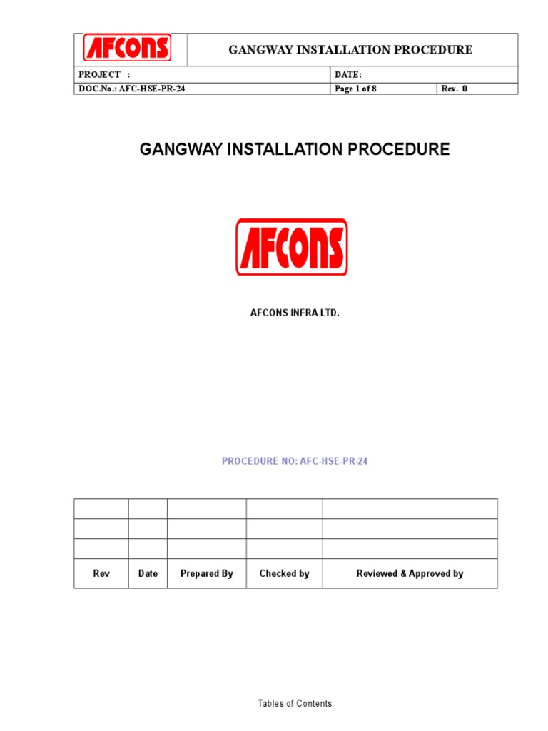 Gangway Installation Procedure | PDF | Security Guard | Ladder