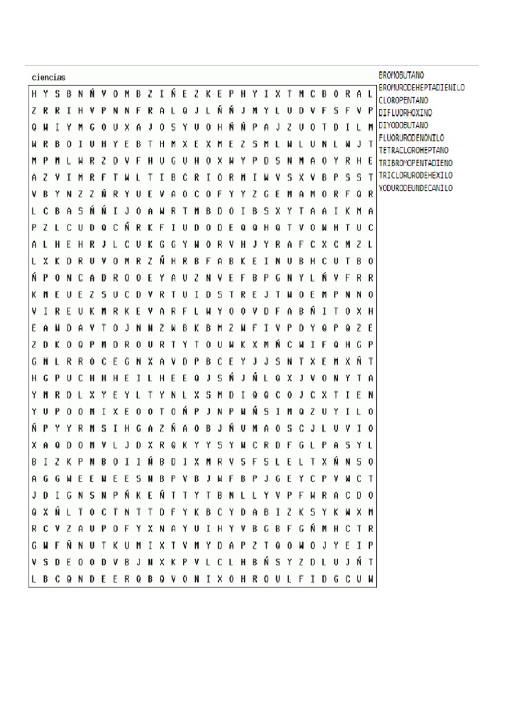 Sopa de Letras de Ciencias | PDF