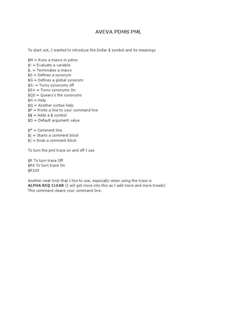 Aveva PDMS PML PDF | PDF