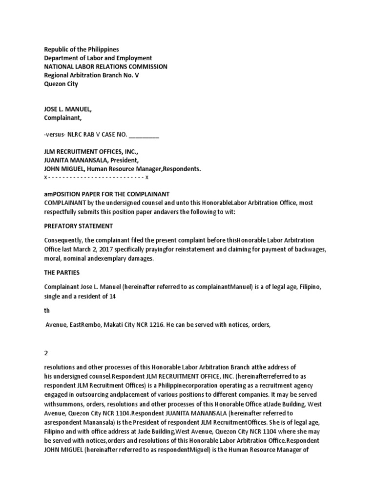 Sample Position Paper 2 | PDF | Human Resources | Employment