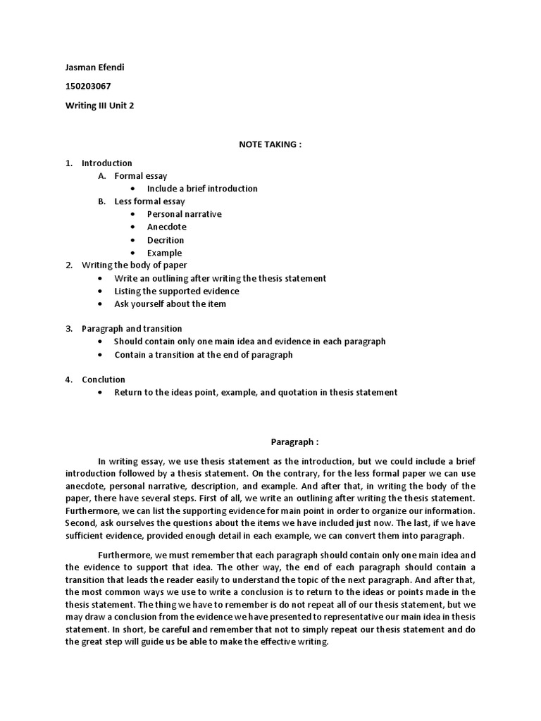 Writing III Note Taking | PDF | Career & Growth | Language Arts ...