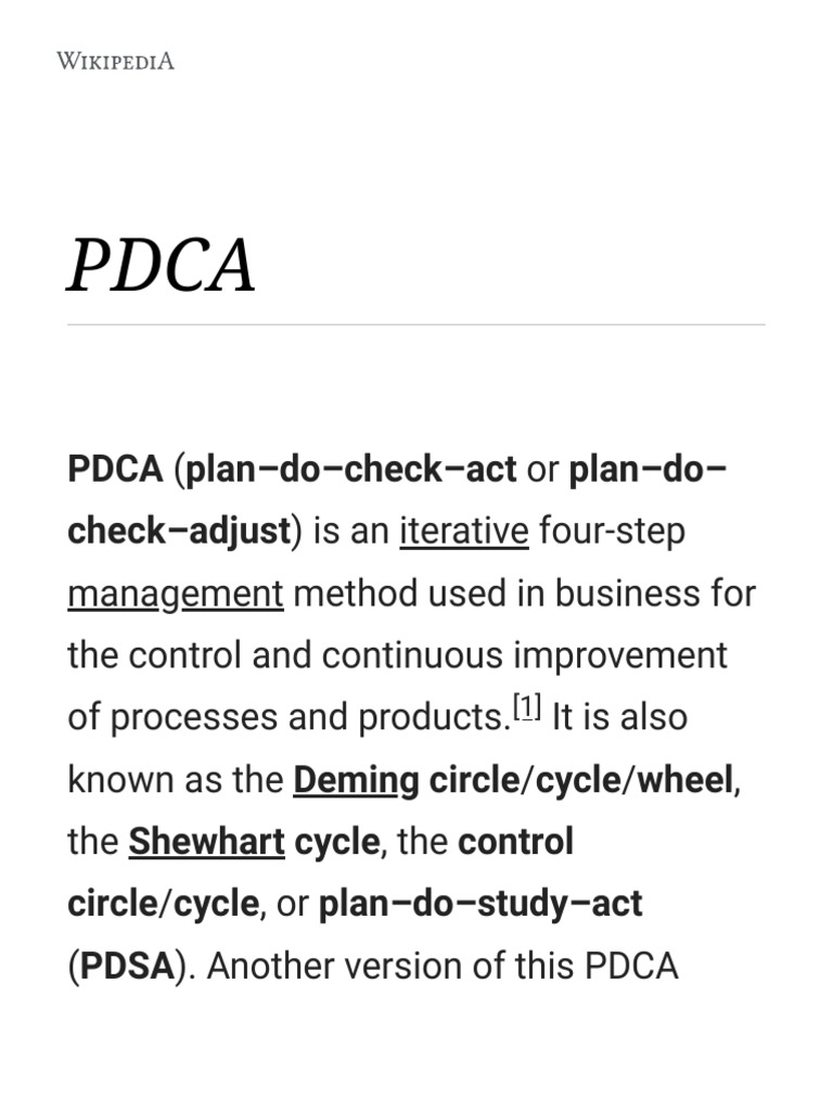 PDCA - Wikipedia PDF | PDF | Science And Technology | Science