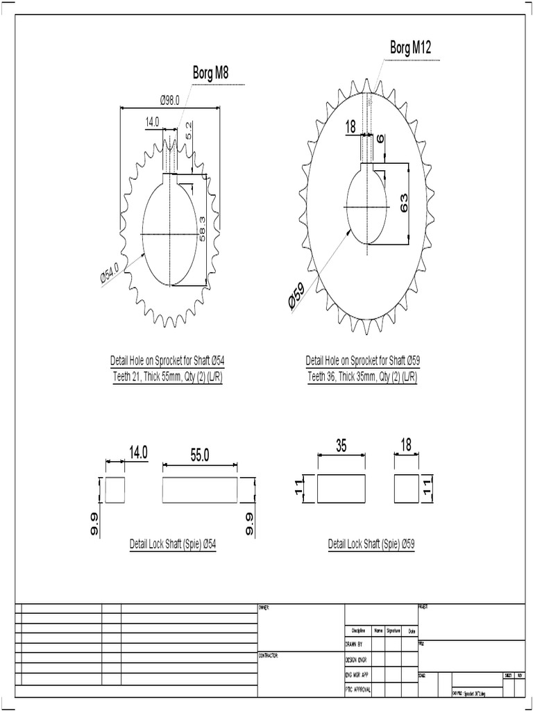 Borg Lock Shaft and Sprocket Details | PDF