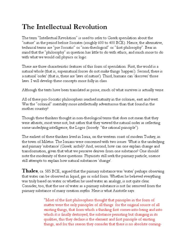 The Intellectual Revolution | PDF | Matter | Logos