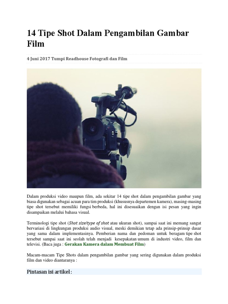 14 Tipe Shot Dalam Pengambilan Gambar Film | PDF 14 Tipe Shot Dalam Pengambilan Gambar Film | PDF