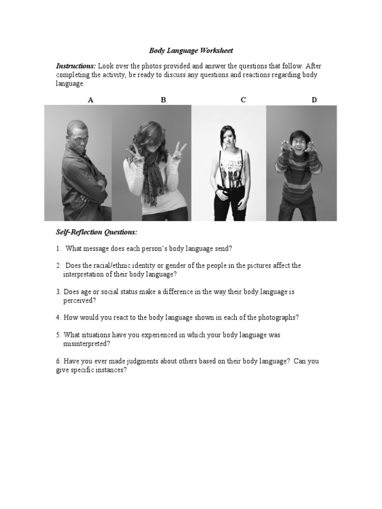 Body Language Worksheet | PDF