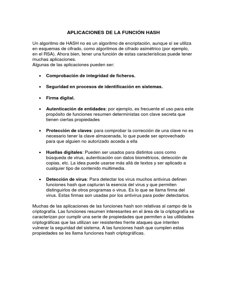 Aplicaciones de La Función Hash | PDF | Informática