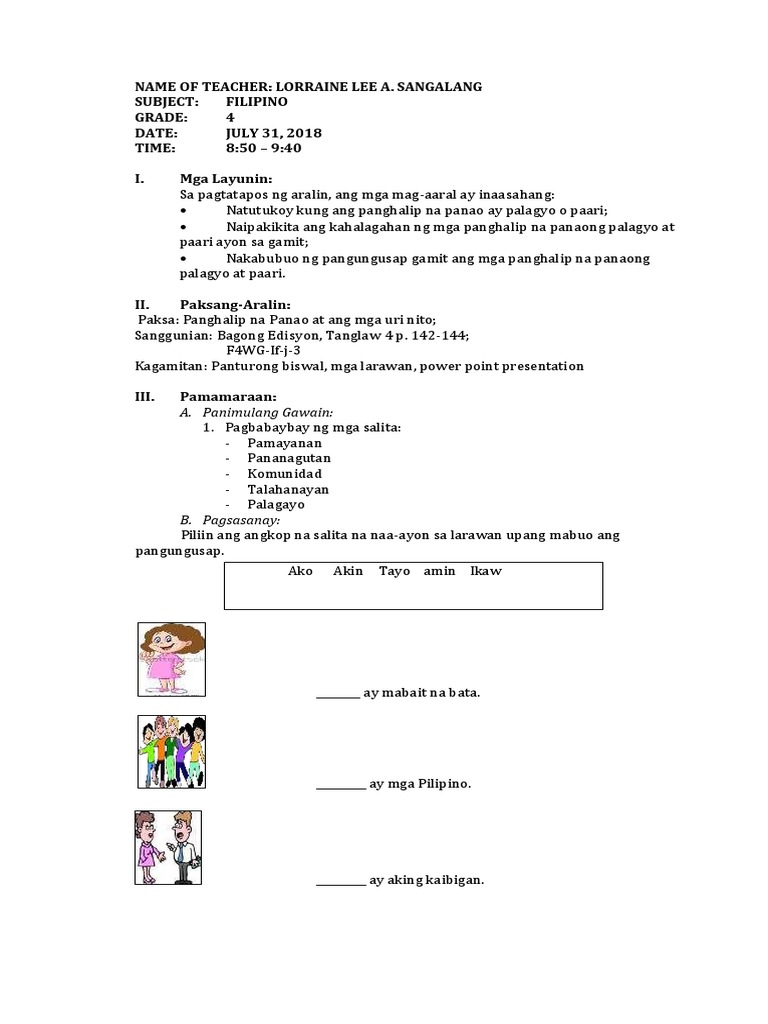 GRADE 4 LESSON PLAN