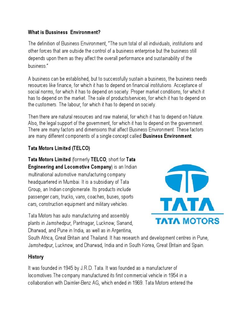 ISC Commerce Project Swot Analysis of Tata Moters | PDF | Business ...