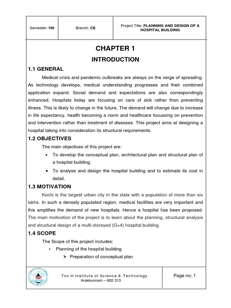 Project Report - Planning and Design of A Hospital Building | PDF ...