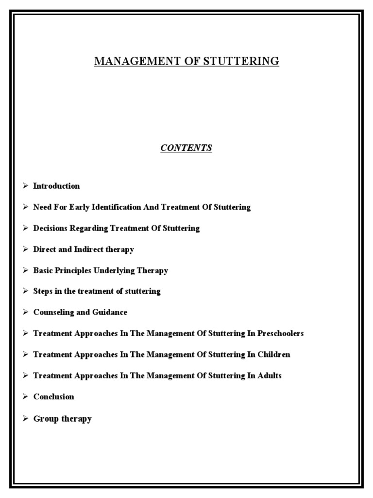 Management of Stuttering PDF | PDF | Stuttering | Fluency