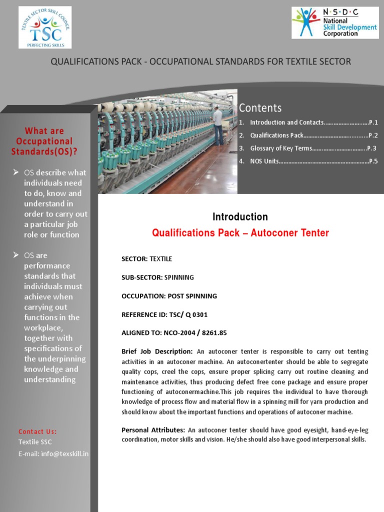 Autoconer Tenter Guidelines | PDF | Spinning (Textiles) | Textile ...