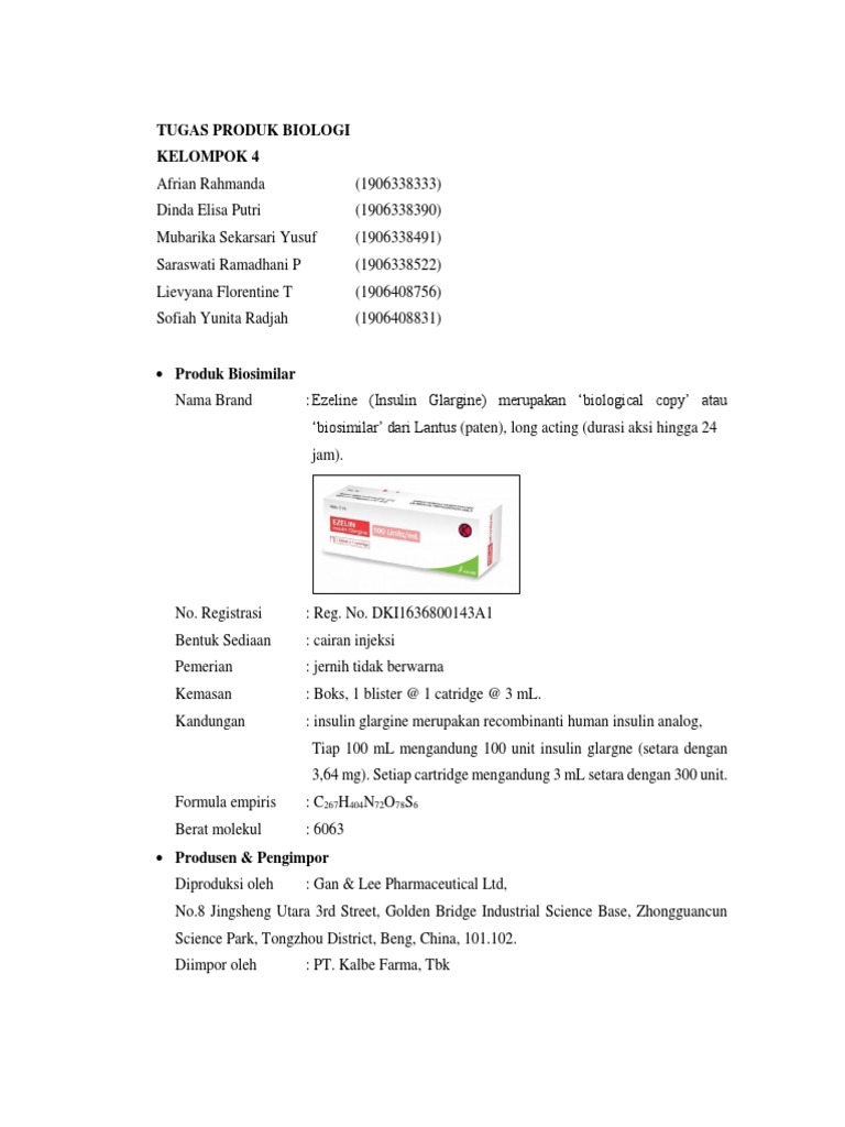 Ezelin: Biosimilar Insulin Glargine | PDF