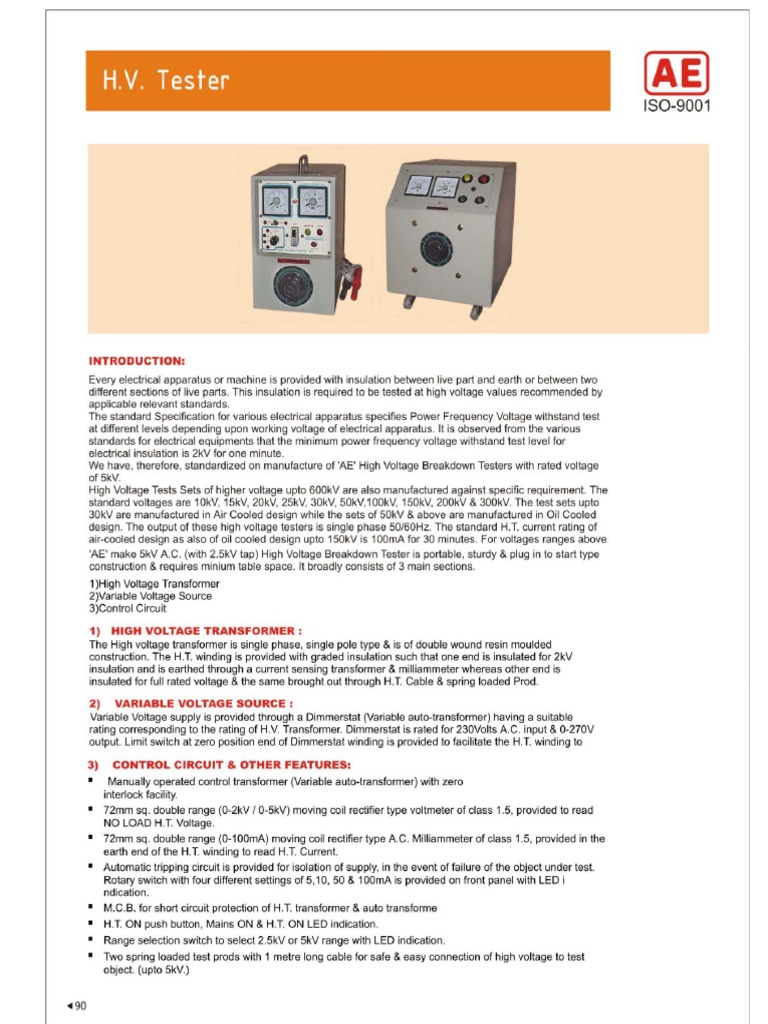 AE HV Test Kit PDF | PDF