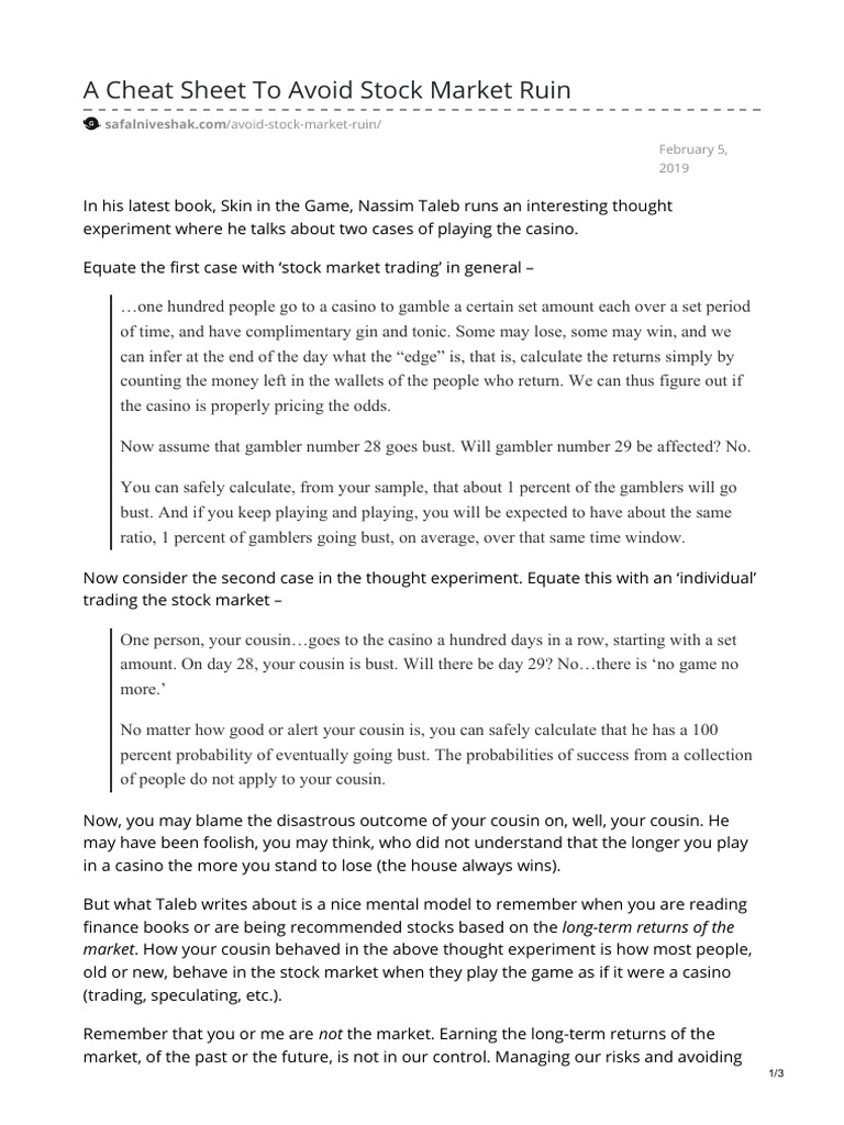 A Cheat Sheet To Avoid Stock Market Ruin | PDF | Stock Market | Economies