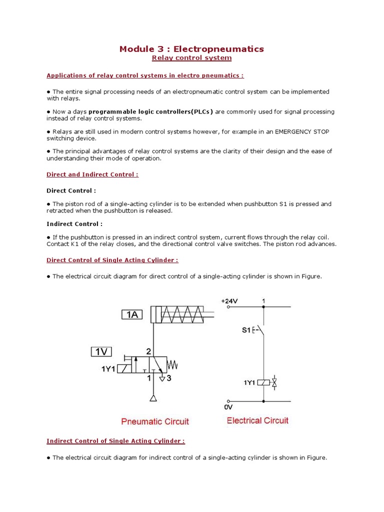 Module 3: Electropneumatics: Relay Control System | PDF | Relay | Switch