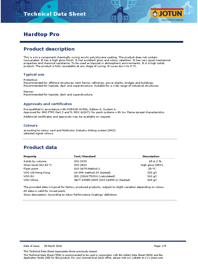 Hardtop Pro: Technical Data Sheet | PDF | Paint | Silicone