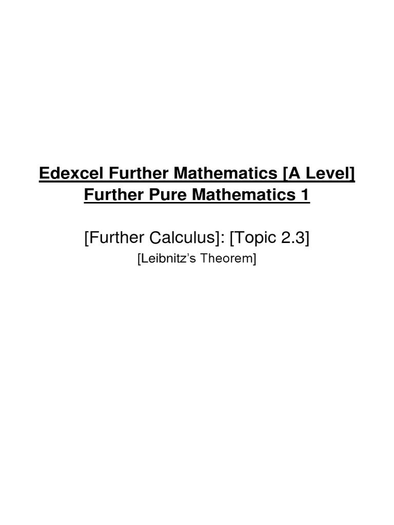 (Further Mathematics) - (FP1 - Section - 2.3) (Edexcel) (A Level) | PDF ...