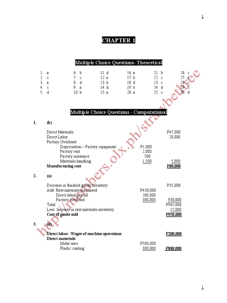 Cost Acctg CHAPTER-1 Solmanual PDF | PDF | Cost Of Goods Sold | Net Income