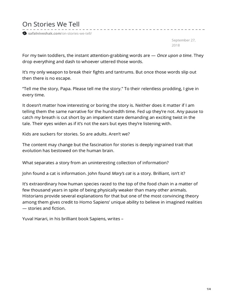 On Stories We Tell | PDF | Narrative | Imagination
