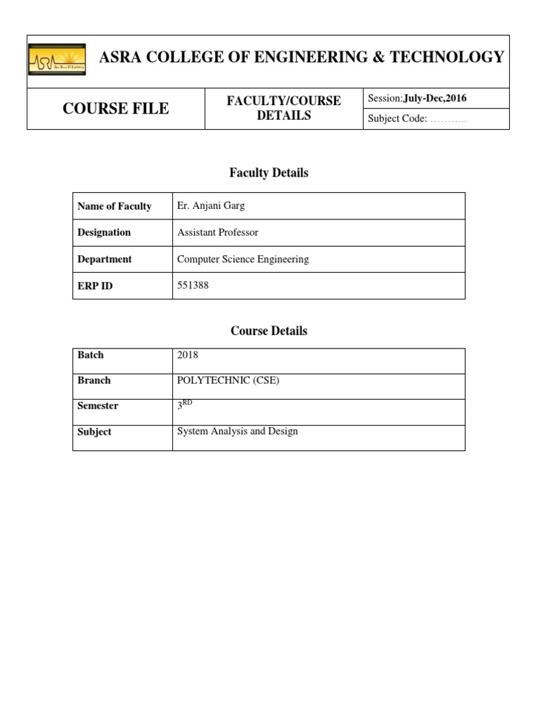 Asra College of Engineering & Technology: Faculty/Course Details | PDF | Databases | Software ...