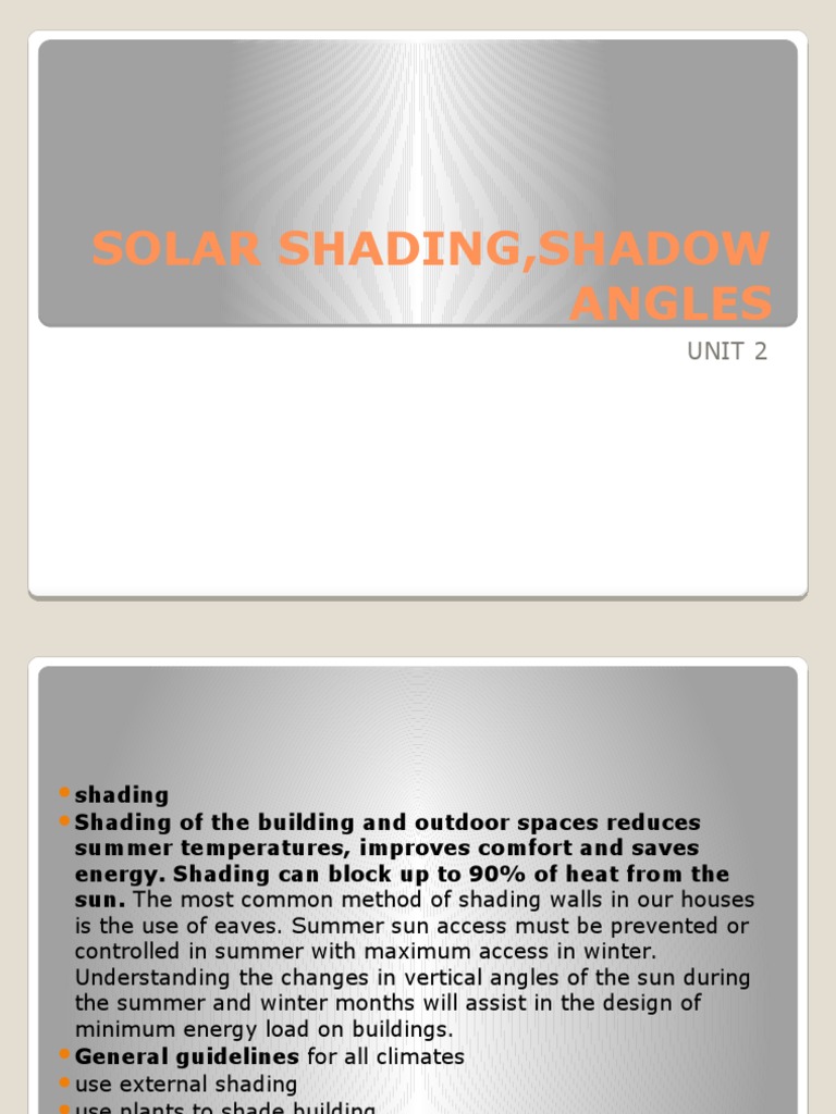 Solar Shading and Passive Heating Guide | PDF | Building Technology ...