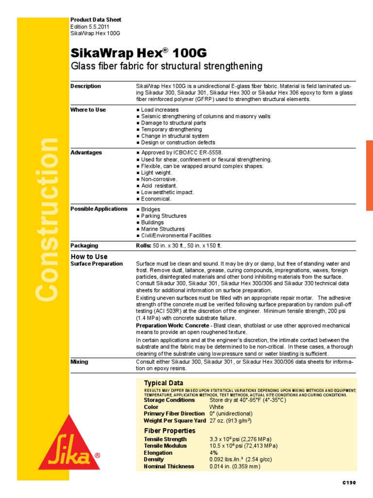 pds-cpd-SikaWrap Hex100G-us PDF | PDF | Ultimate Tensile Strength ...