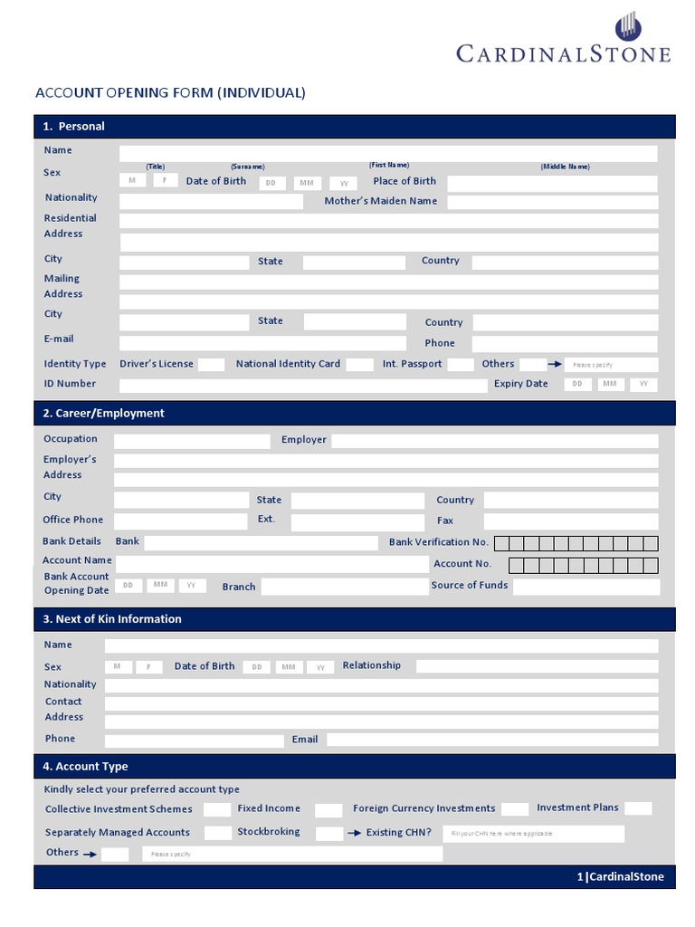 Individual Account Setup Form | PDF | Identity Document | Investment ...
