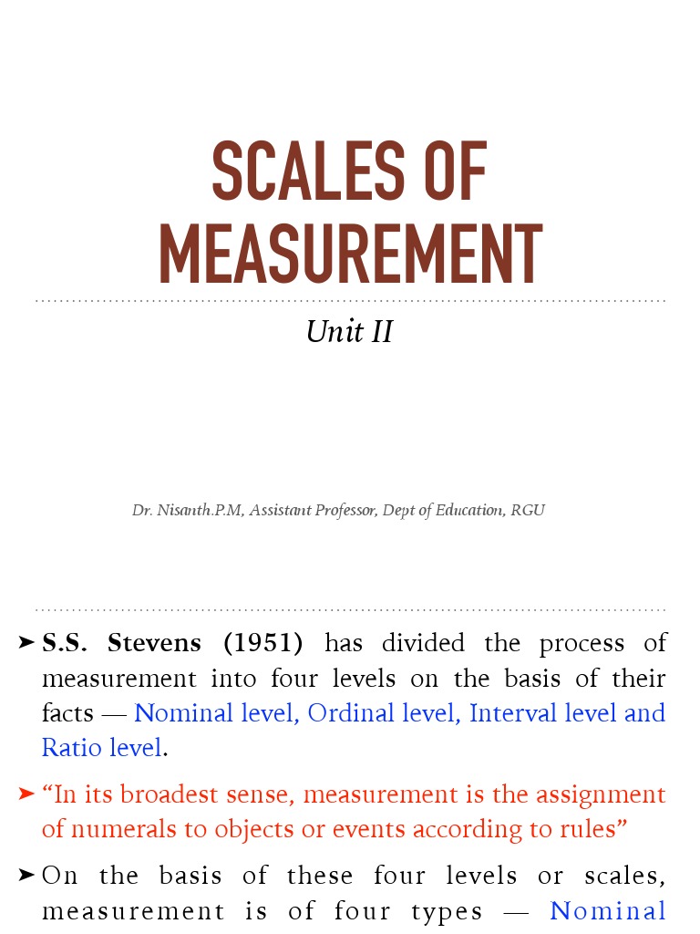 Scales of Measurement | PDF | Level Of Measurement | Measurement