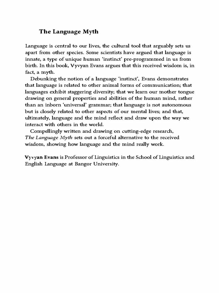 The Language Myth Why Language Is Not An Instinct PDF | PDF ...
