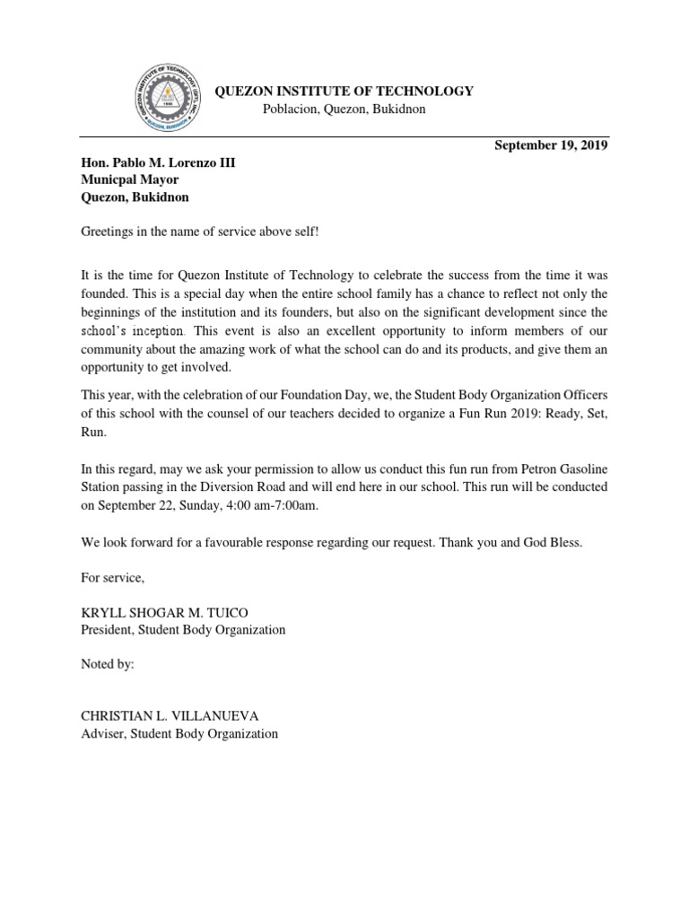 Requisition Letter Funrun | PDF