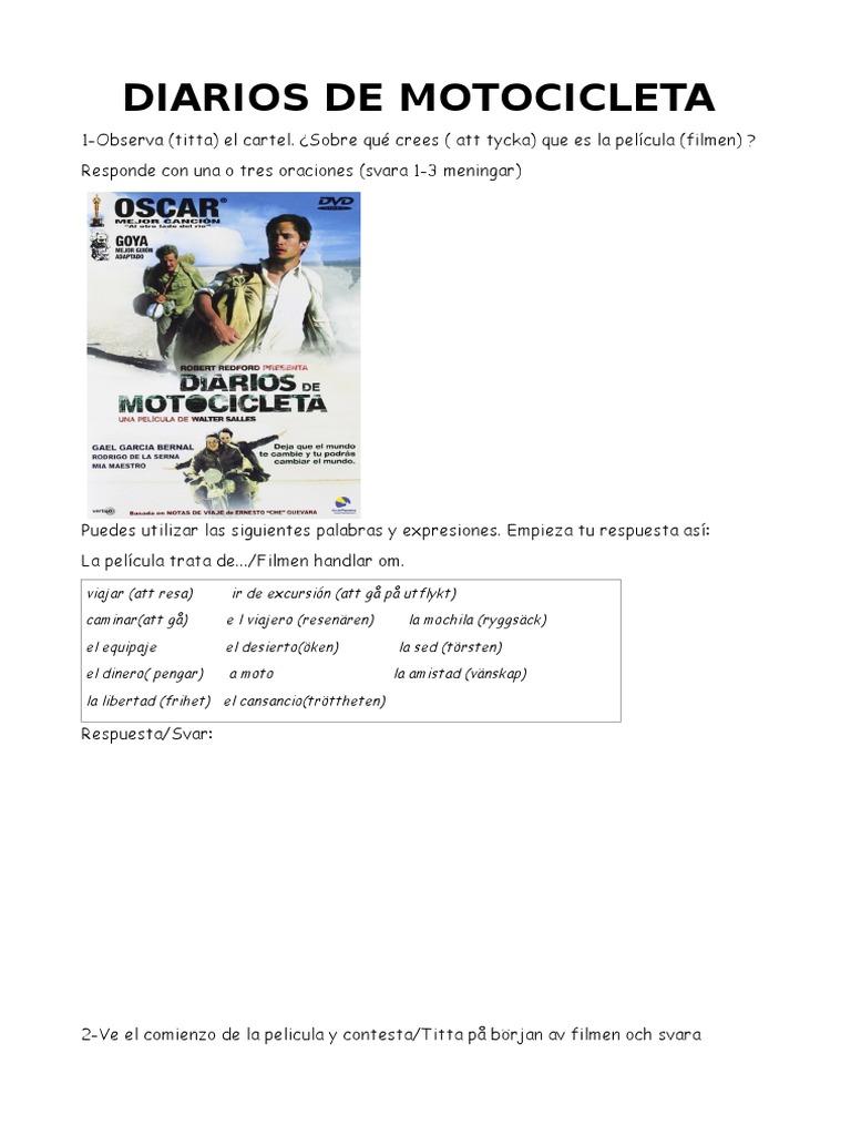 Diario de Motocicleta Ejercicios | PDF