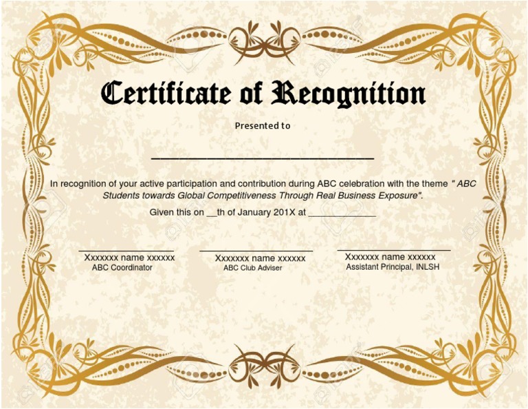 Certificate of Recognition for ABC Event | PDF | Career & Growth | Business