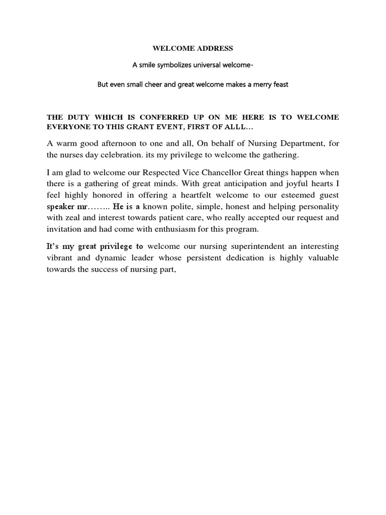 Welcome Address: A Smile Symbolizes Universal Welcome-But Even Small ...