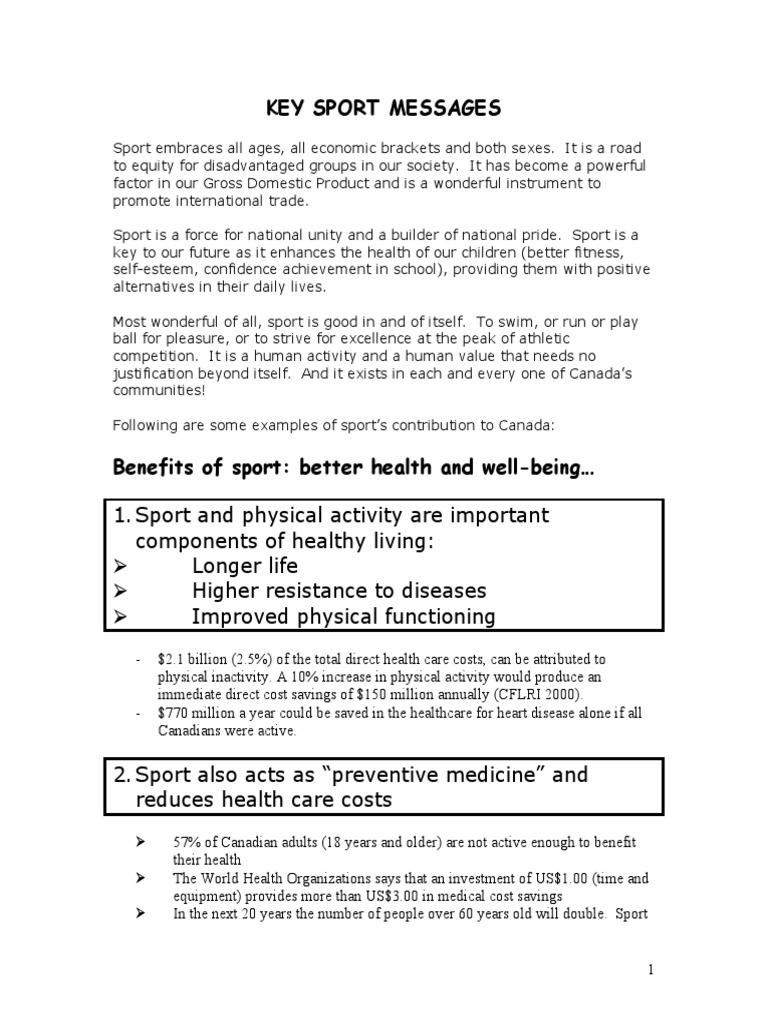 Key Messages | PDF | Youth | Sports