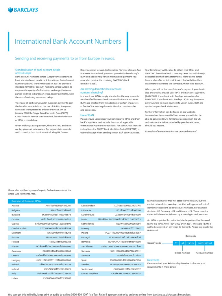 IBAN Fact Sheet | PDF | European Union | Banking