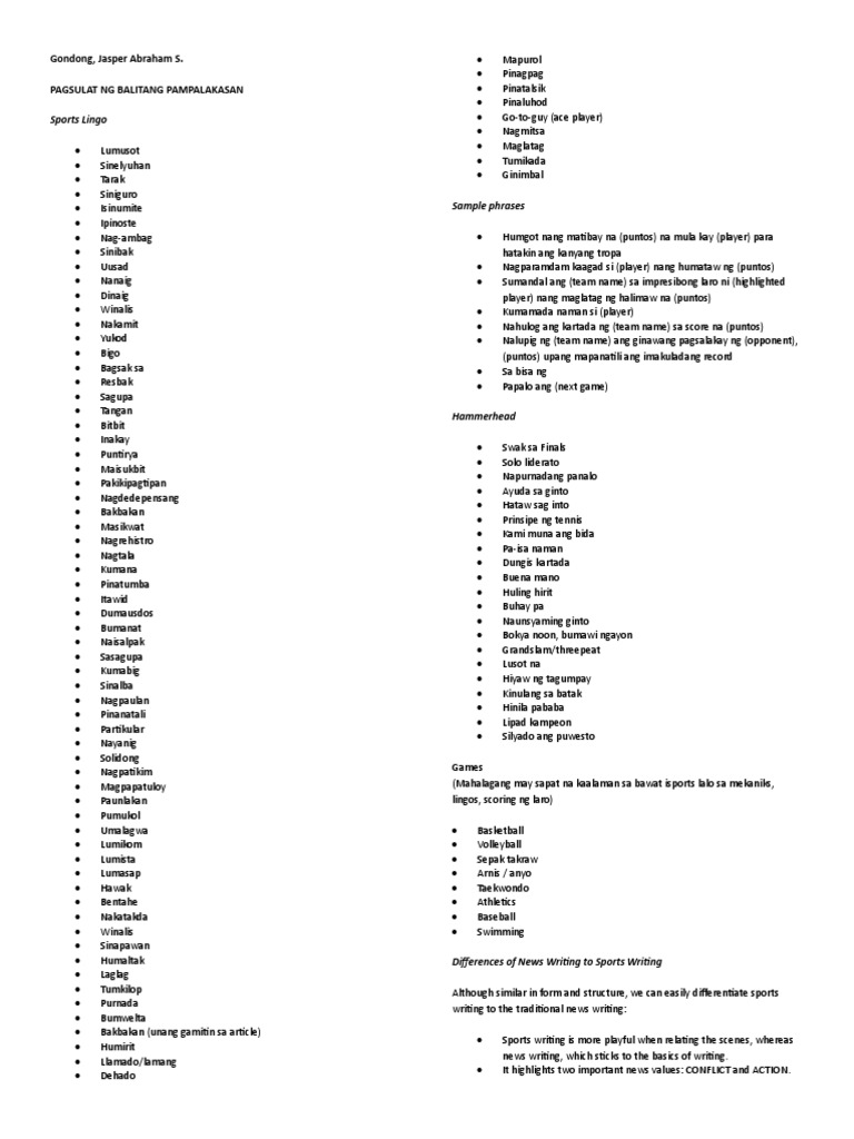 Gabay Sa Pagsulat NG Balitang Pampalakasan | PDF | Par (Score) | Golf ... Gabay Sa Pagsulat NG Balitang Pampalakasan | PDF | Par (Score) | Golf ...