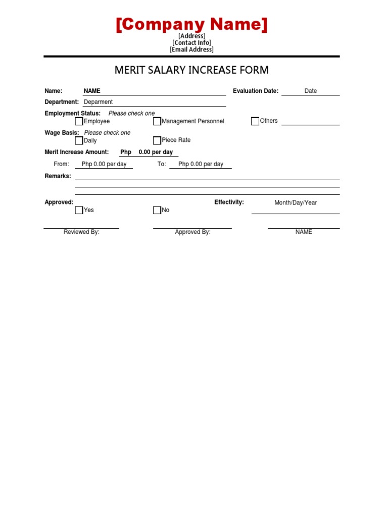 Merit Salary Increase Form PDF | PDF