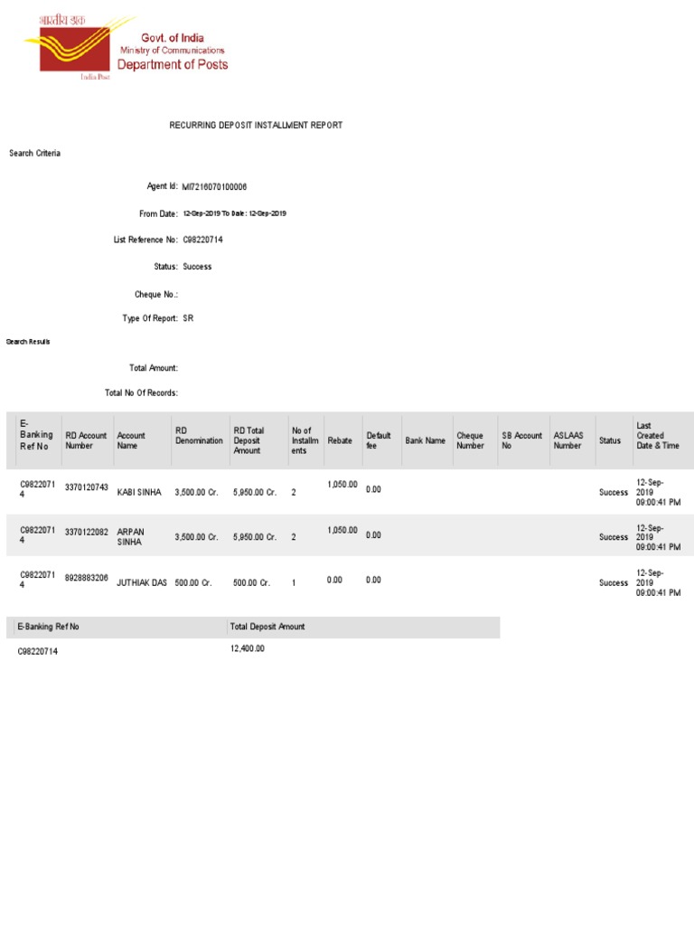 Recurring Deposit Installment Summary | PDF | Banking | Financial Services