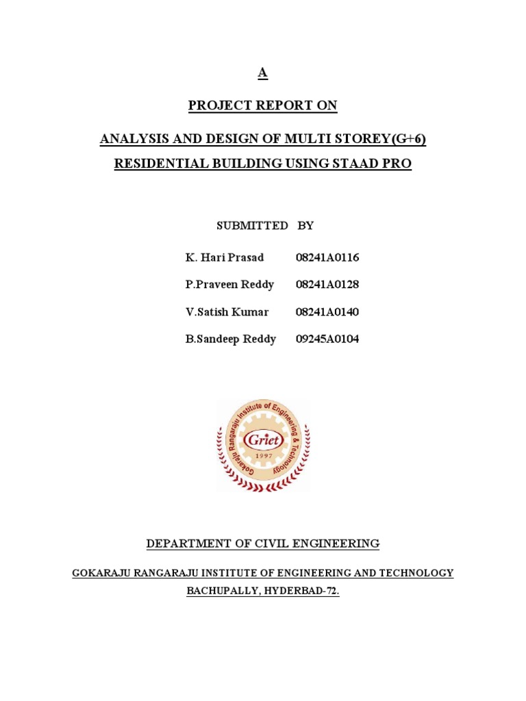 G+6 Residential Building Design Report | PDF | Force | Bending