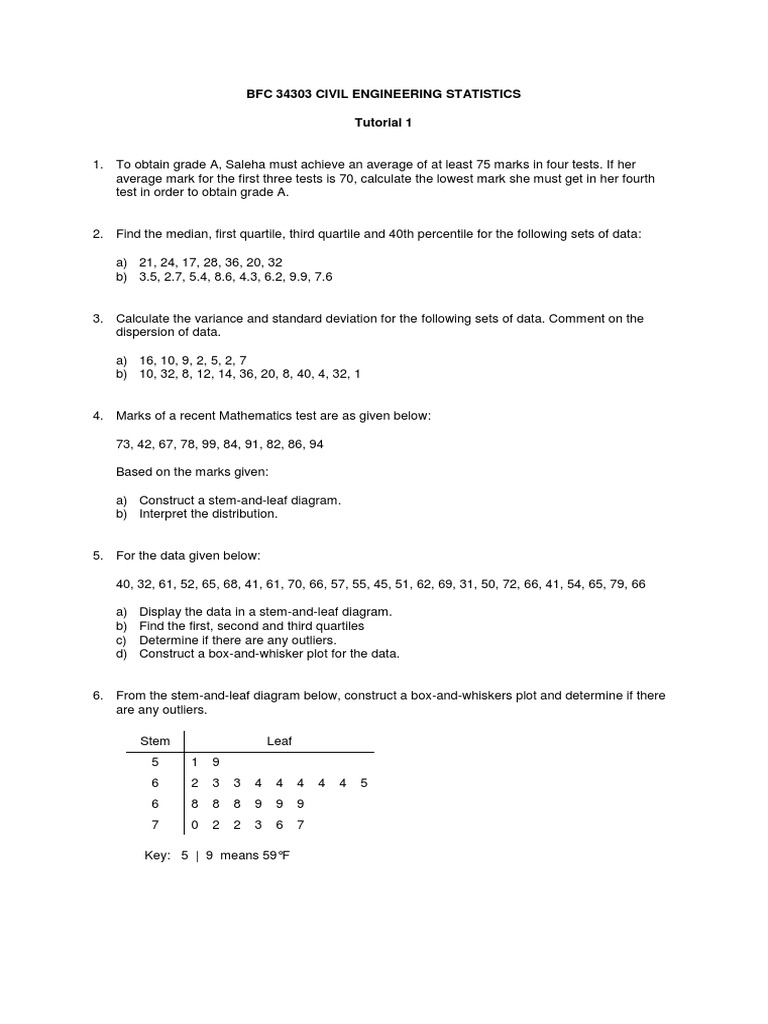 Tutorial 1 Descriptive Statistics | PDF | Teaching Methods & Materials