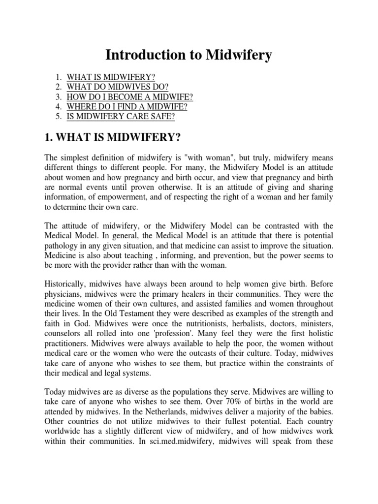 Introduction To Midwifery | PDF | Midwife | Midwifery