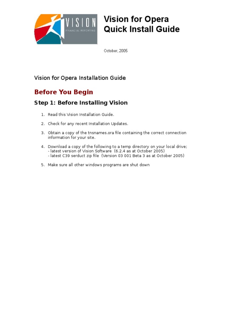 Vision Install Instructions | PDF | Databases | Oracle Database