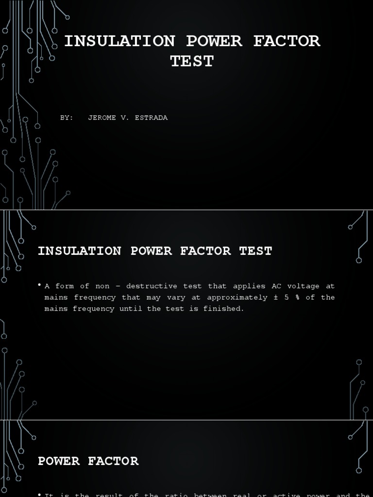 Notes On Insulation Power Factor Test Pdf Transformer Insulator